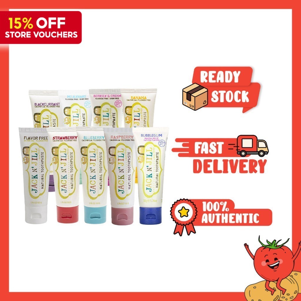 Jack n Jill ToothPaste - Flavour-Free, Straw/Blue/Raspberry, Bubblegum ...