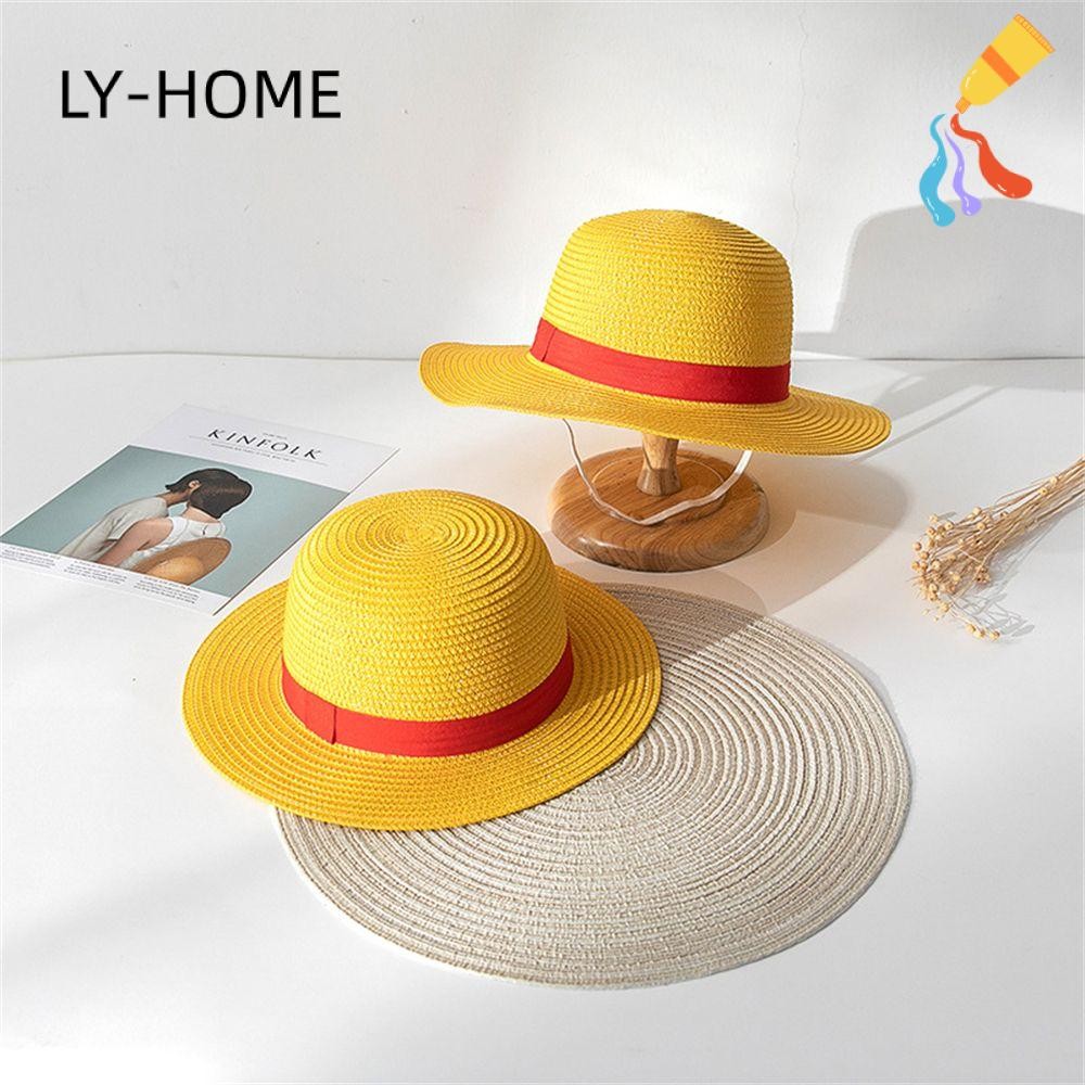 LY-HOME Luffy Straw Hat Panama Wide Brim Cosplay Accessories Big Brim ...