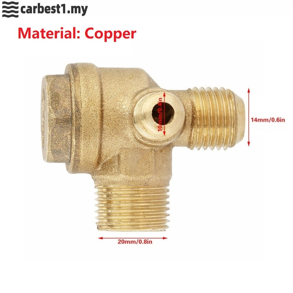 [carbest] 3 Port Brass Male Threaded Check Valve Connector Tool for Air ...