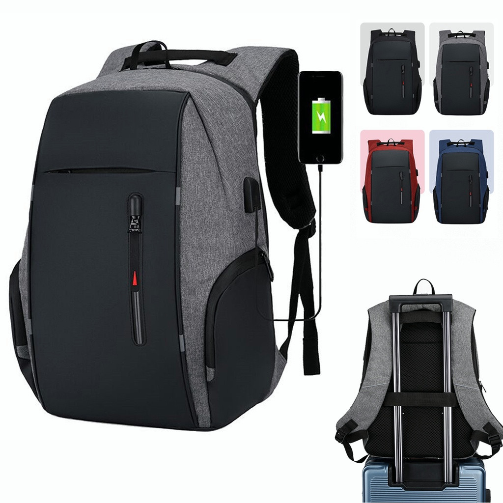 Men's Backpack Waterproof Backpack USB Port Laptop Backpack (15.6 ...