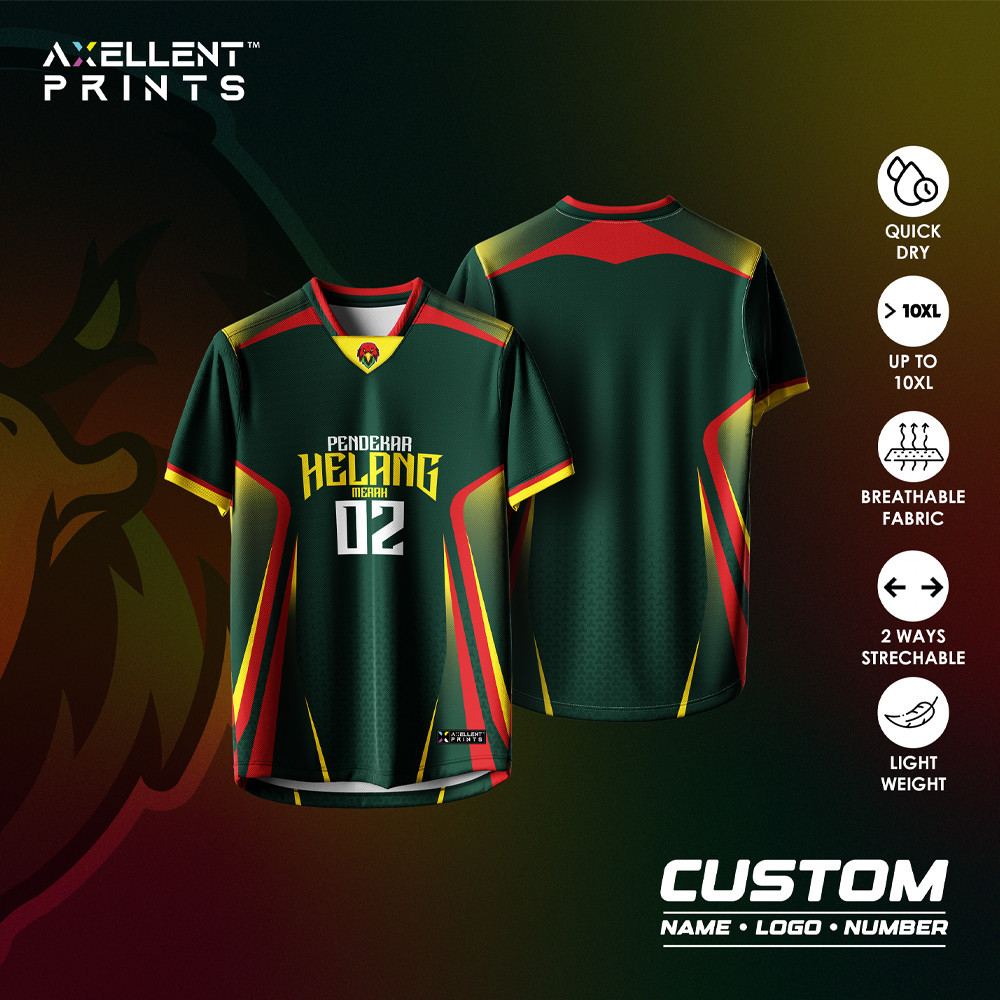 Axellent Prints States Series Pendekar Helang Merah Jersey Custom Name ...