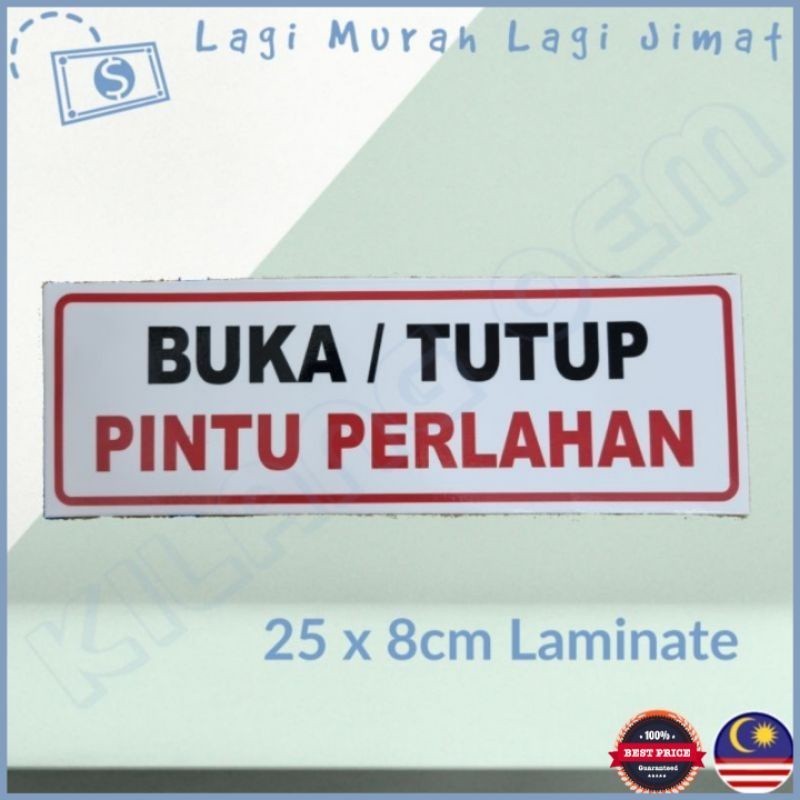 STIKER Vinyl BUKA TUTUP PINTU PERLAHAN untuk Rumah Masjid Open The Door ...