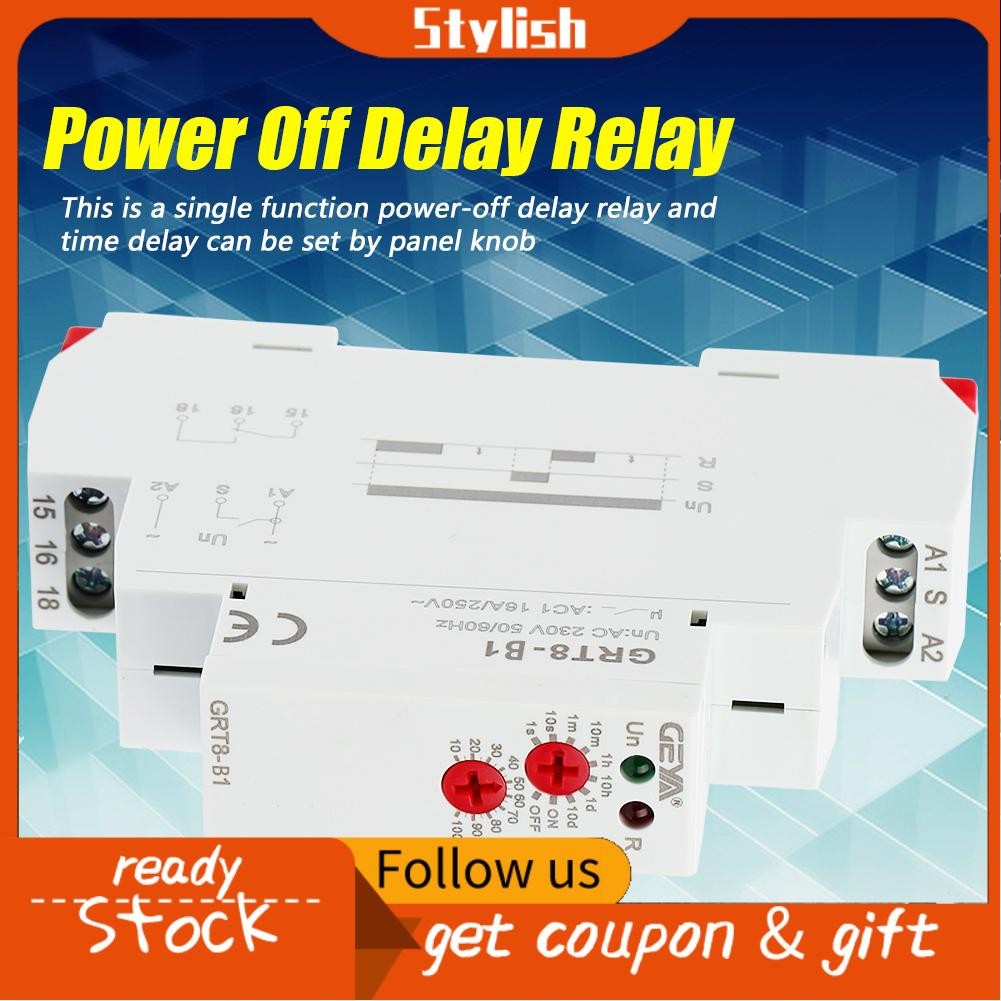 Stylish365 GRT8-B1 Mini Power Off Delay Time Relay Timer DIN Rail Type ...