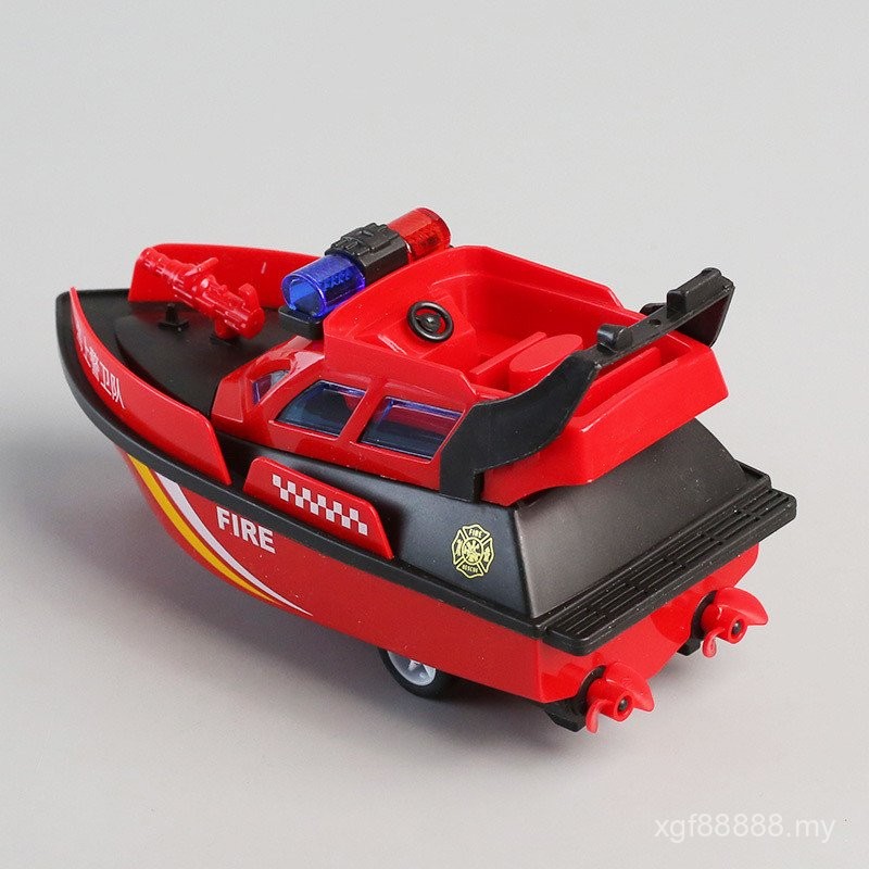 Fire Ship Sliding Toy Car Children Simulation Flatbed Trailer ...
