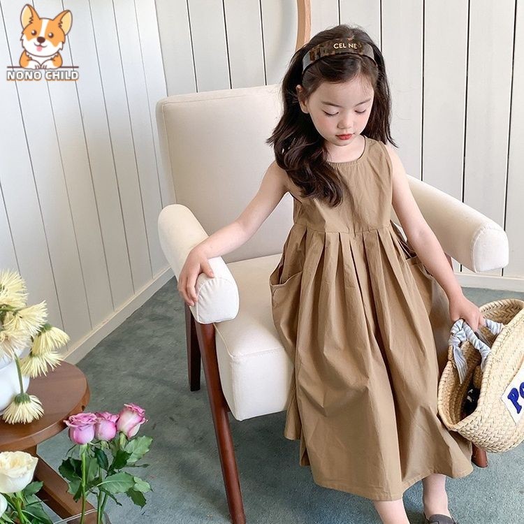 NONO Girl'S Dress 2024 Summer New Sleeveless Princess Girl Children'S ...