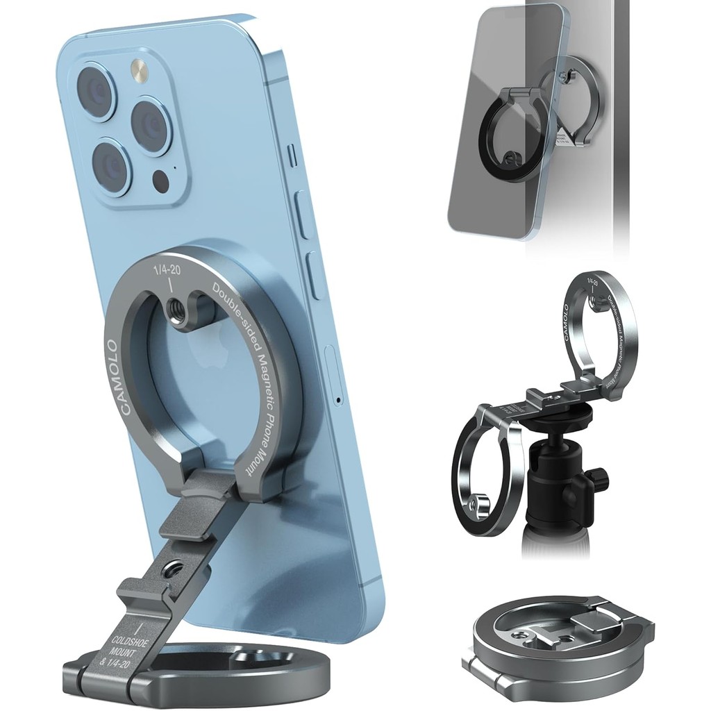 CAMOLO Dual Magnetic Phone Holder Compatiable with 1/4" Screw Cold Shoe ...