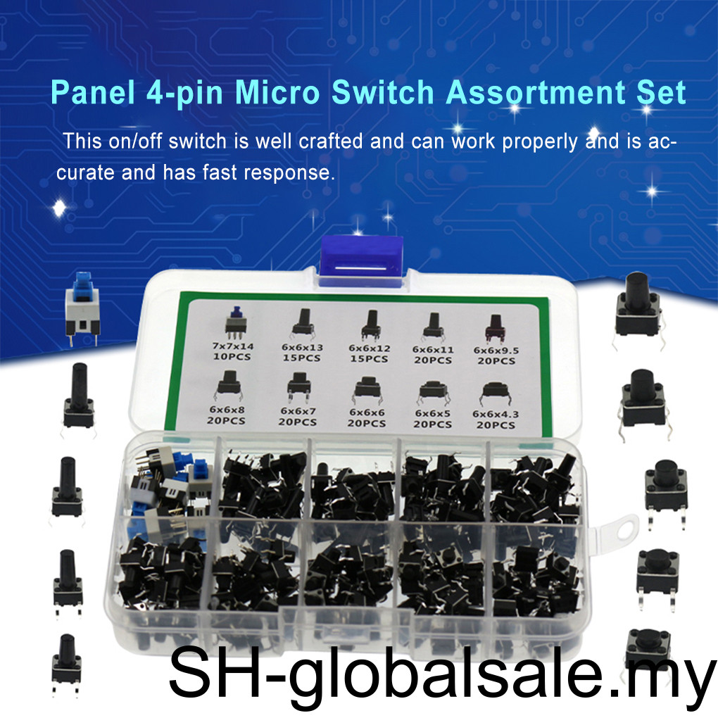 180 Pieces/Set 6x6mm Panel Micro Switch Push Kit Assorted Accessories ...