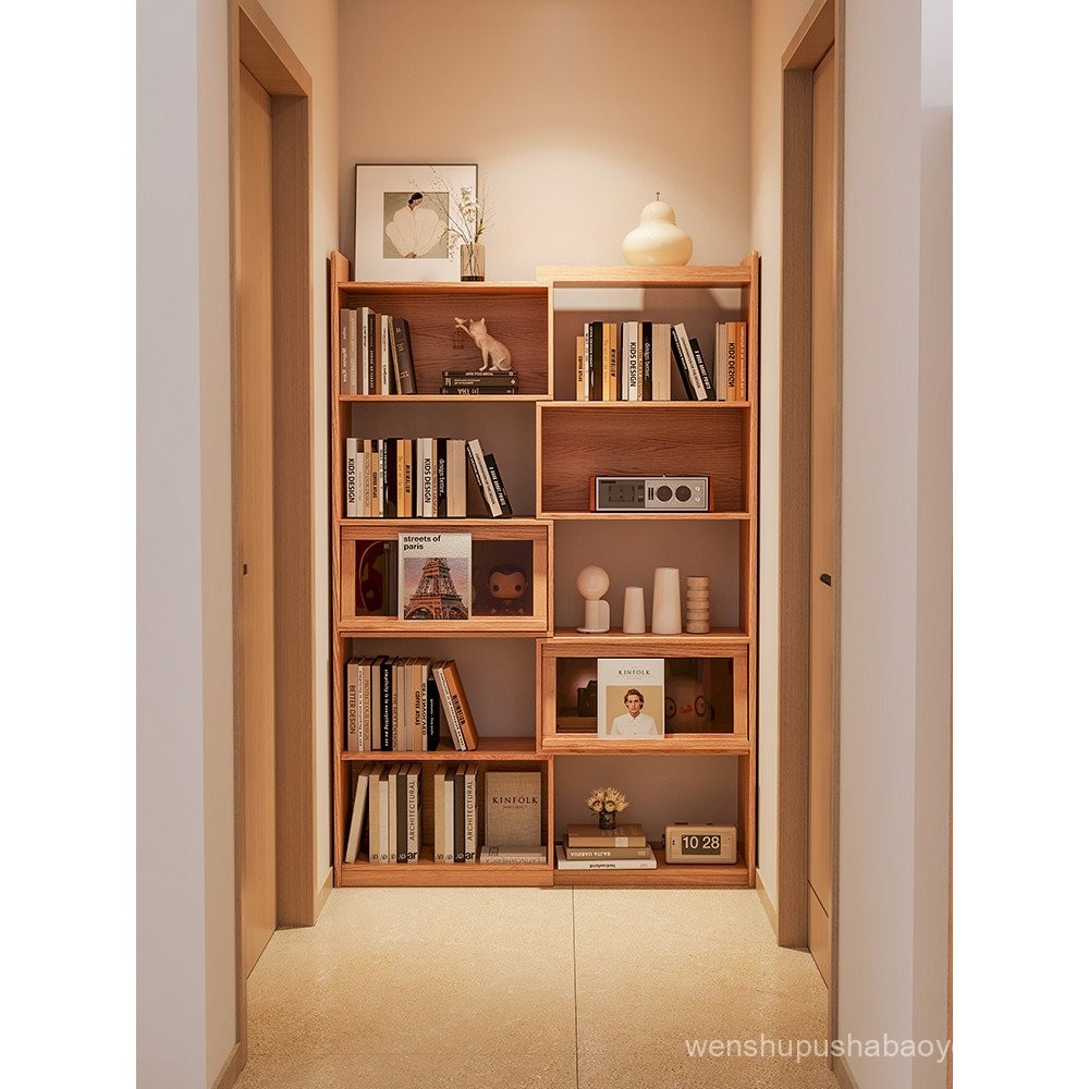 Matching Home Solid Wood Bookcase Free Combination Lattice Cabinet ...
