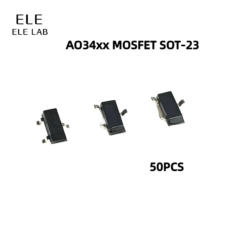 50Pcs Original AO3400-3407 Series SOT23 MOSFET ICs AO3400 AO3401 AO3402 ...