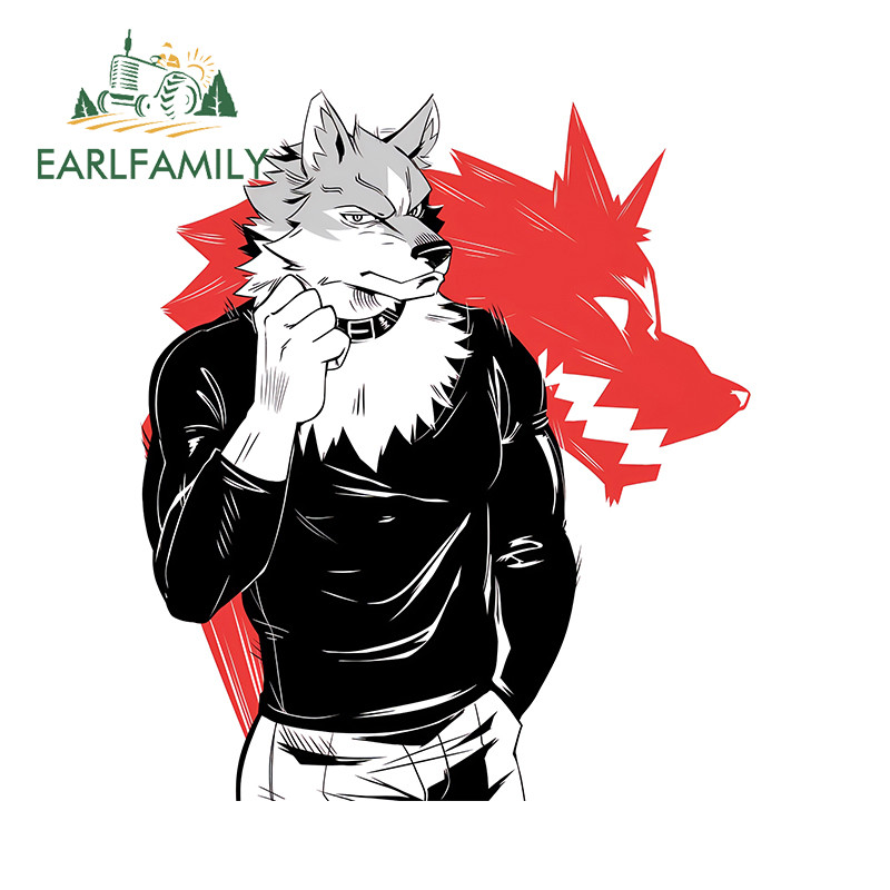 EARLFAMILY Powerful Furry Wolf Man Car Stickers Occlusion Scratch ...