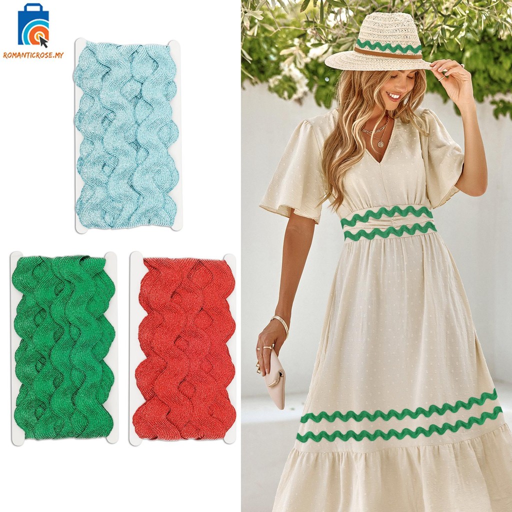 10 Yards 25mm Wide Metallic Rick Rack Trim Zig Zag Wave Bending Fringe ...