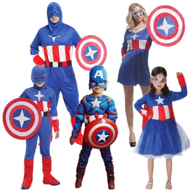 Sg Halloween Costume Captain America Clothes Children Men Women Cloak ...