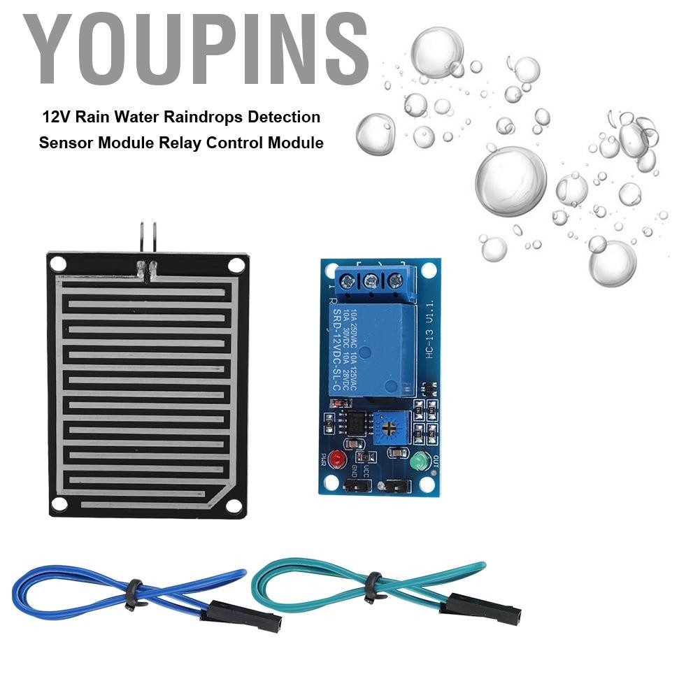 Youpins Sutinna Rain Water Sensor Module 12V Raindrop Detection Relay ...