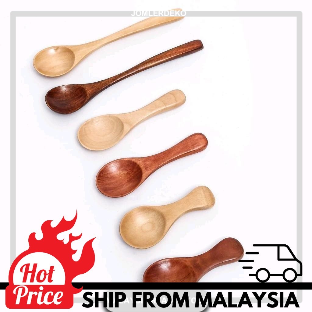 Wooden Spoon Sudu Kayu Rempah Scoop Small Kitchenware | Shopee Malaysia