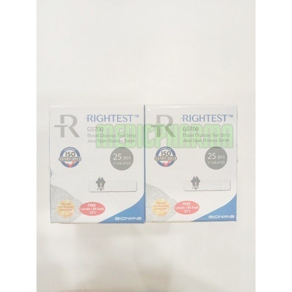 RIGHTEST GS700 Blood Glucose Test Strip Free 2×25's Alcohol Pad & 2×25 ...