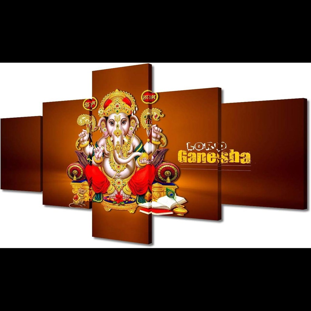 Piece Framed Ganesha Wall Art Modern Hindu God Decor for Living Room ...