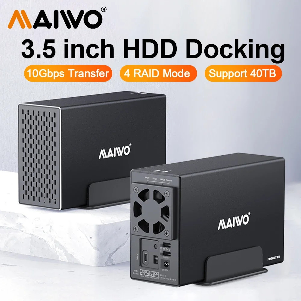 MAIWO 2 Bay Array Case 3.5-inch Desktop Serial Hard Drive Box RAID ...