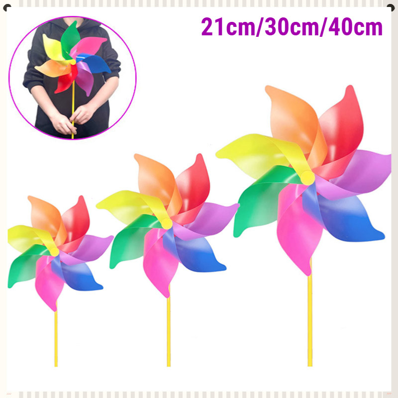 21/30/40cm Windmill Toys Plastic Colorful Wind Spinner with Rod Kids ...