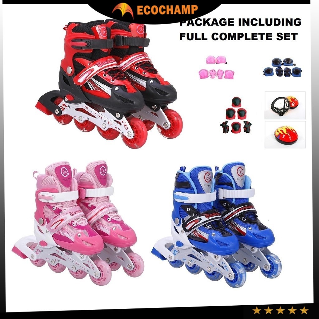 🔥FULL SET KASUT RODA 🔥Free Helmet + Protective Pad🔥Adjustable Inline ...