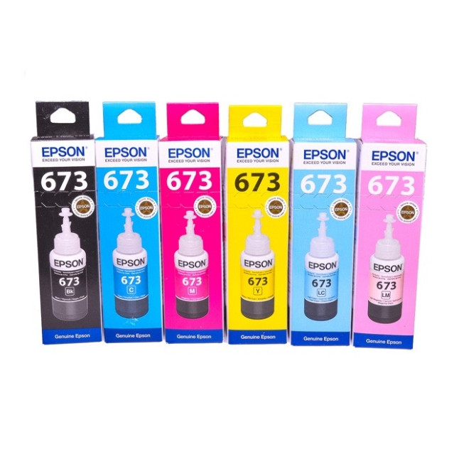 A5 **Original Epson L800 L805 L850 L1800 Ink Bottle CMYK LMLC 673 Ready ...
