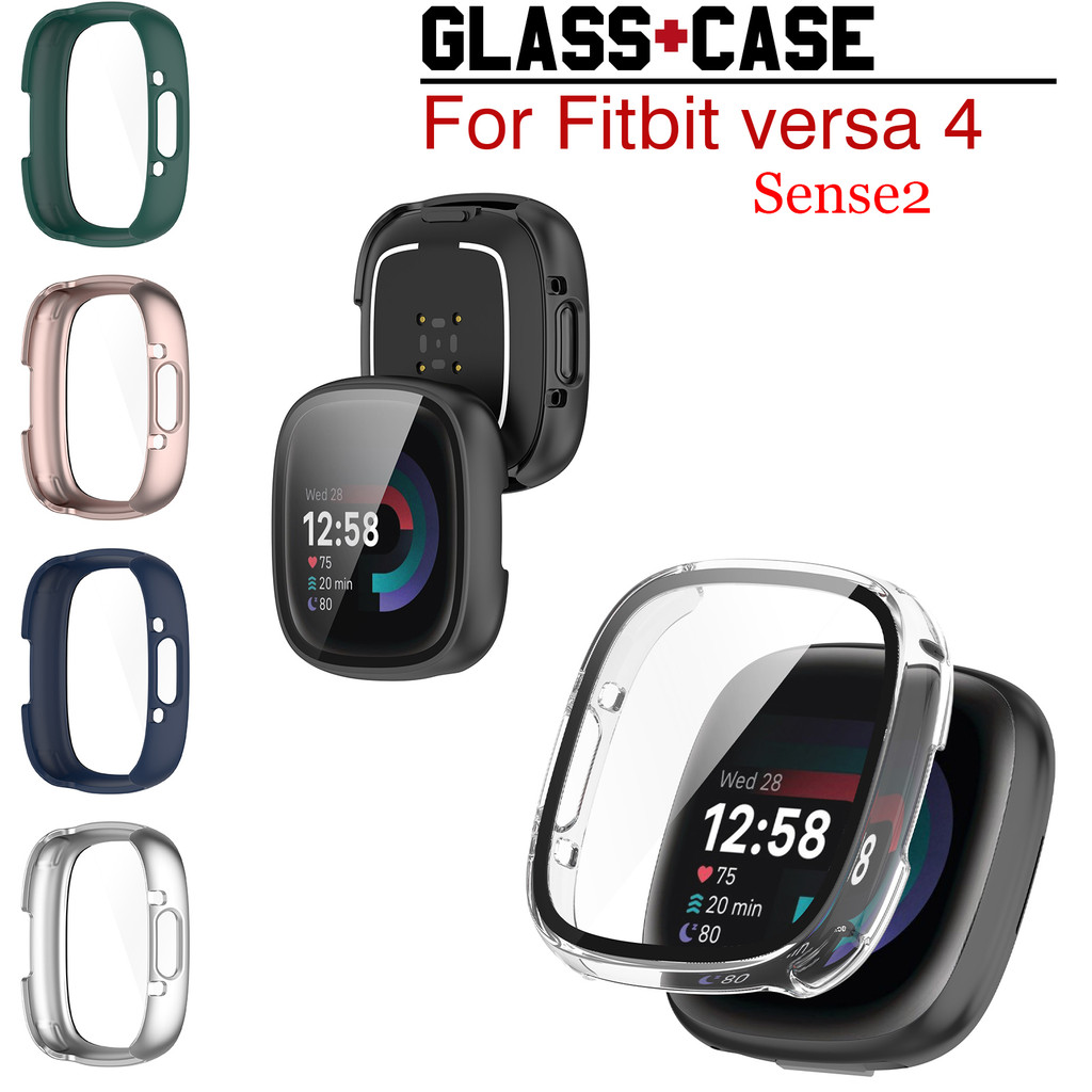 Case For Fitbit Versa 4 Sense 2 Hard PC Cover Case + HD Tempered Glass ...