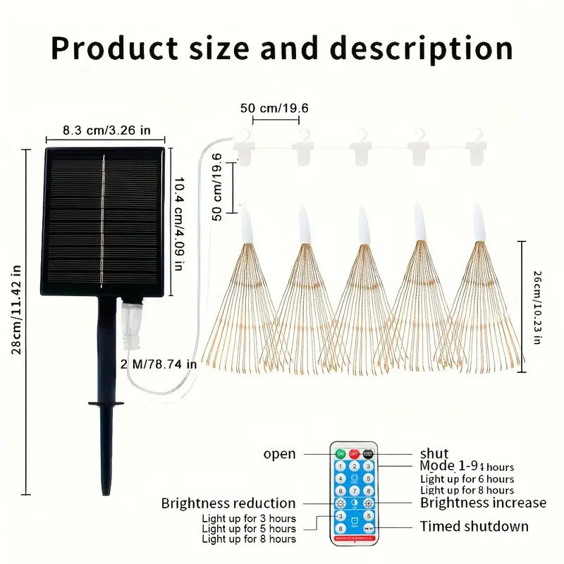 Tenaga Solar Yang Dipimpin Lampu Bunga Api Gypsophila Tali Lampu Wayar Tembaga Krismas