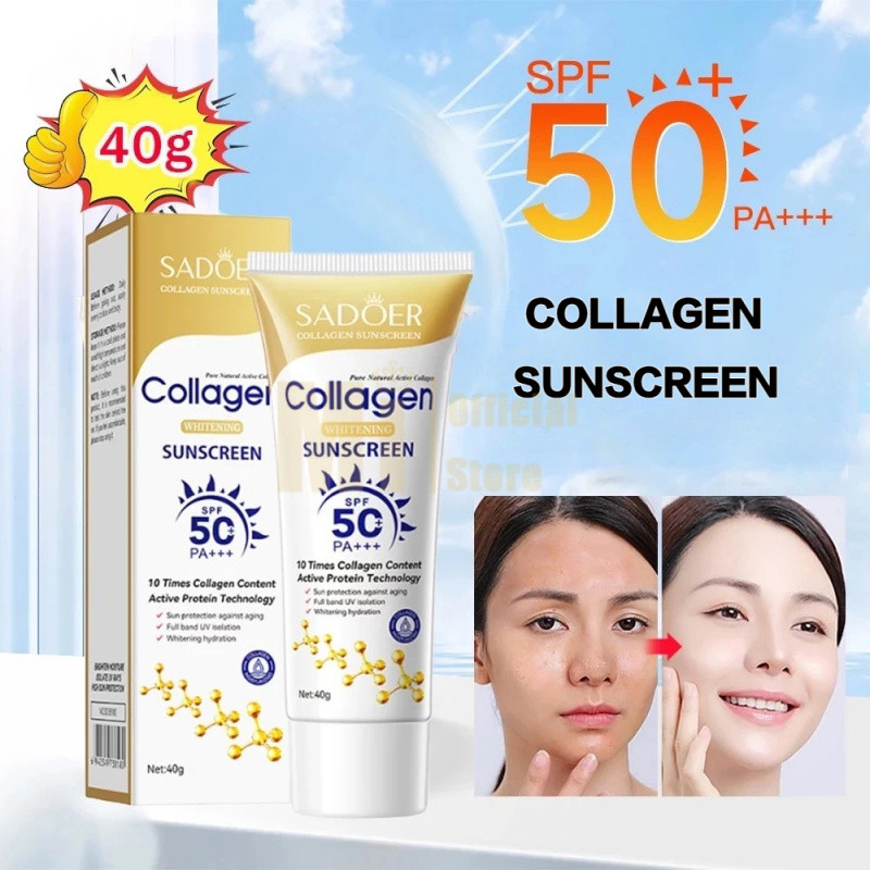 Collagen Sunscreen Cream Protector Facial Solar Sun Block SPF50+ PA+ + + Gel Isolation Lotion ...