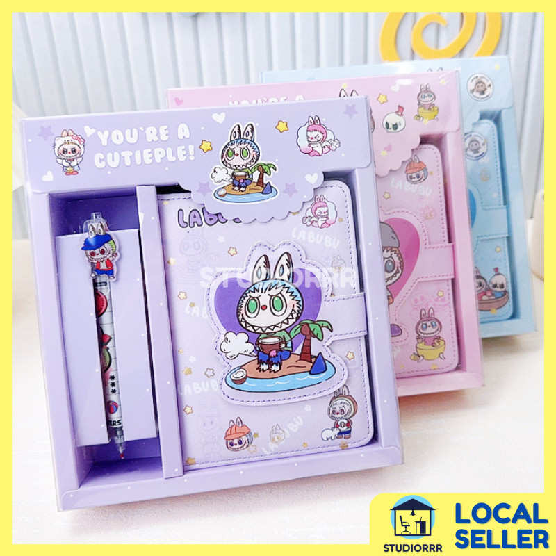 Labubu The Monster Kids Notebooks with Pen Gift Set Hard Cover Note ...
