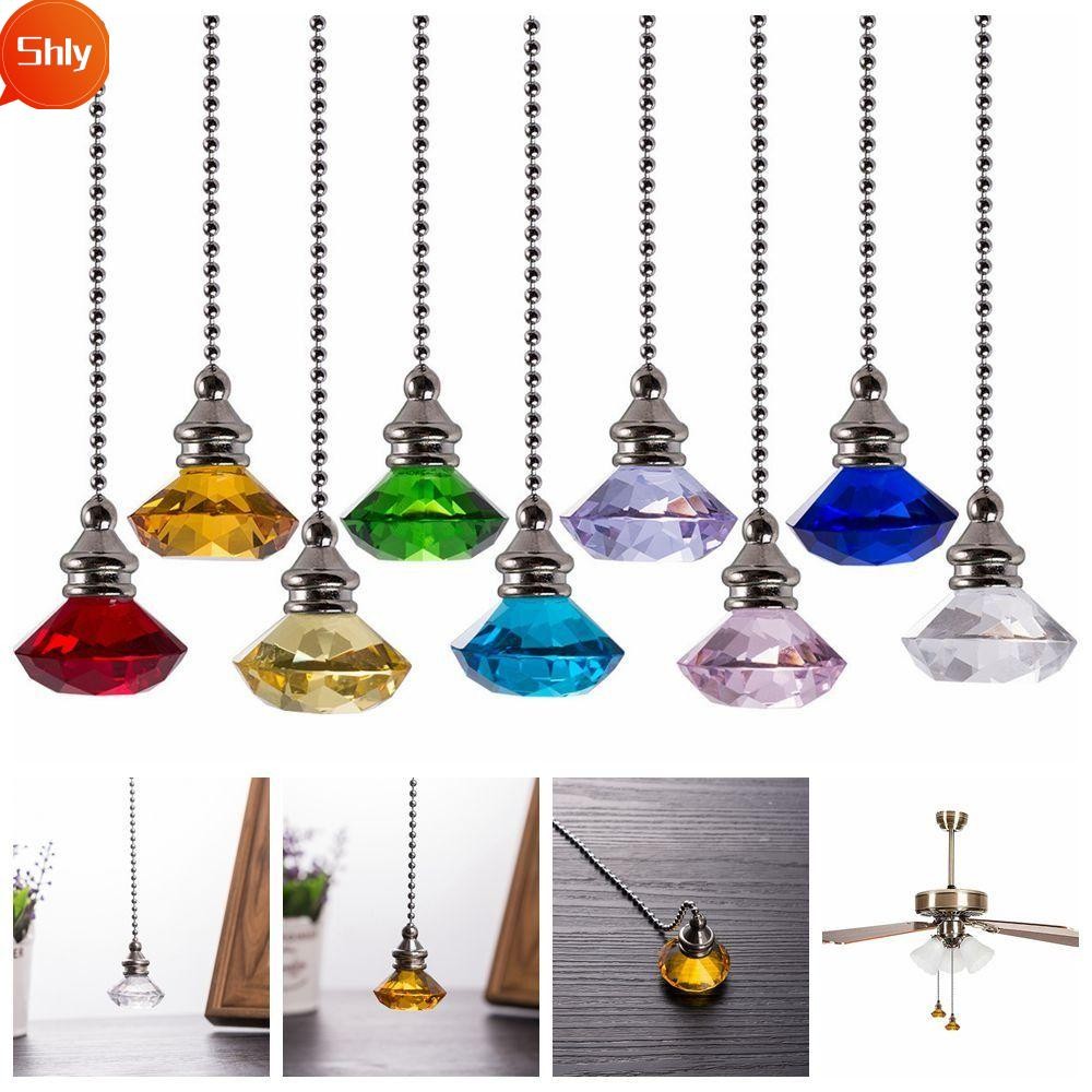 SHLY Crystal Style Pull Chain Cord Handle Home Ceiling Fan Decorative ...