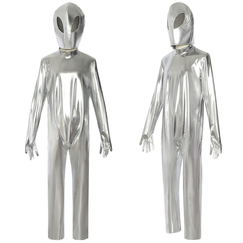 Alien cos Clothing Silver Jumpsuit Funny UFO Astronaut cosplay cosplay ...