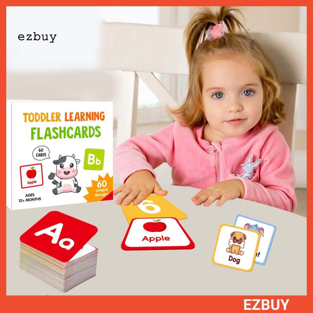[EY] Educational Cards Flashcards Set 60pcs Kids Flash Cards Set for ...