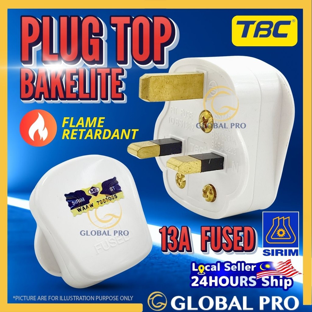 TBC 13A Plug Top Premium Heavy Duty Bakelite Material 3 Pin Fused Plug ...