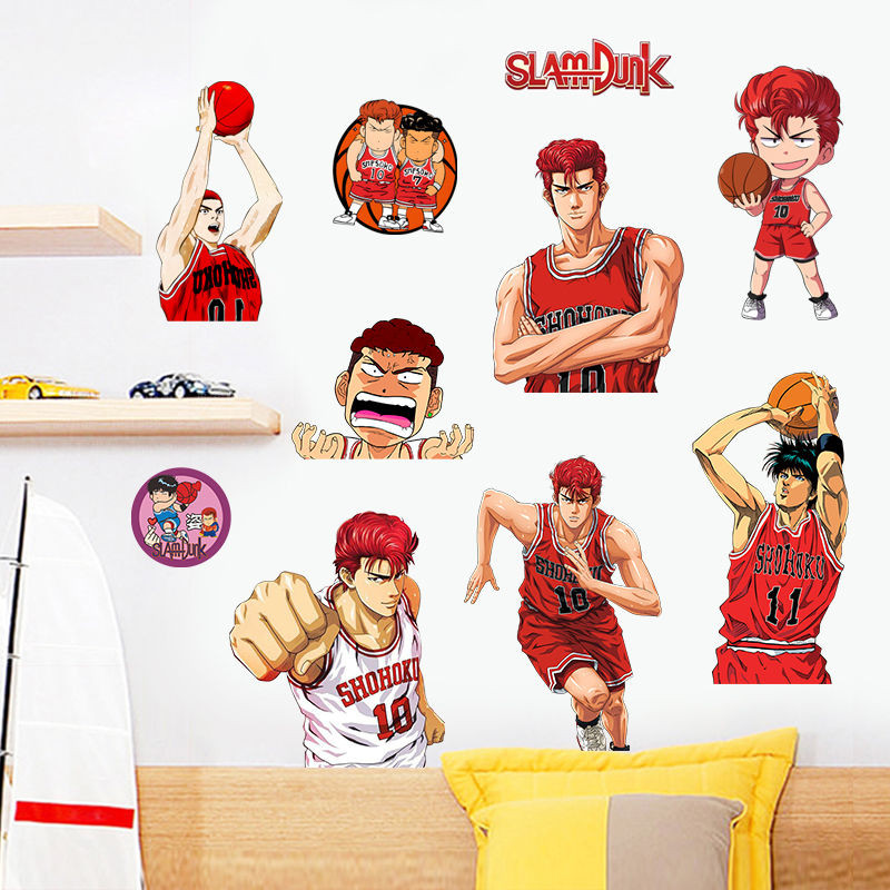Slam Dunk Door Sticker Adhesive Waterproof Anime Cartoon Cabinet ...