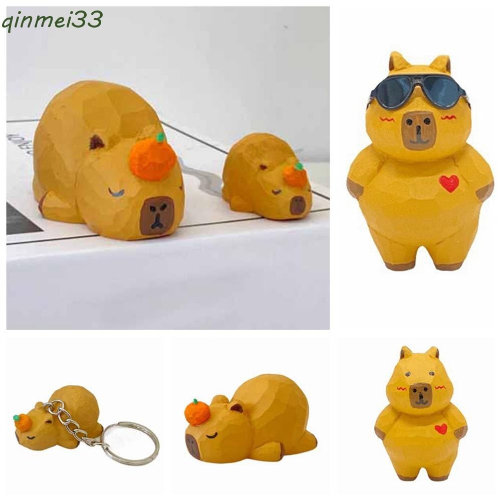 QINMEI Carving Capybara Ornament, Figure Doll Capybara Animals Ornament ...