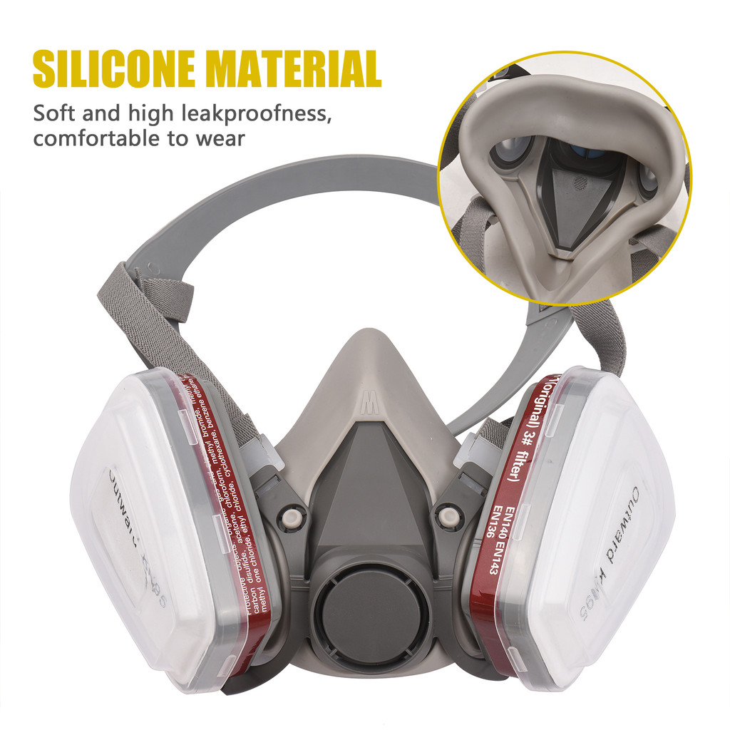 Reusable Respirator Half Facepiece 6200 Gas Mask Breathing Protection ...
