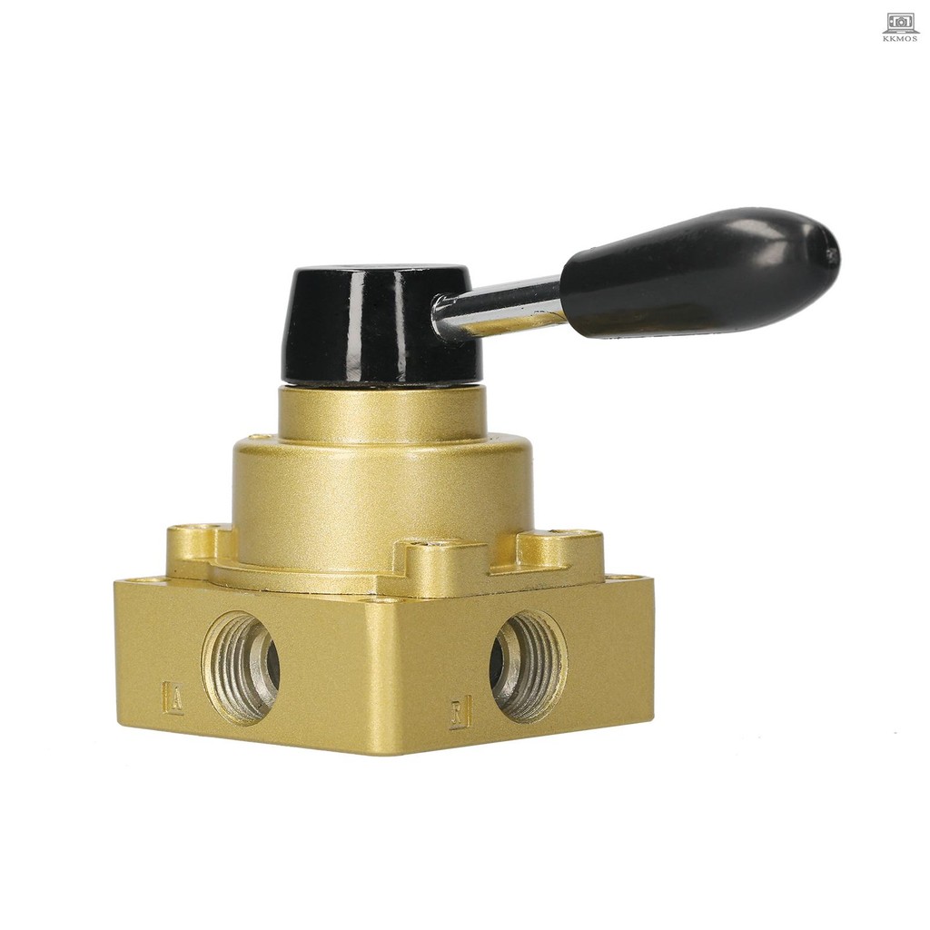 1/2-inch Pneumatic Rotary Lever Hand Valve 4 Way 3 Position Air Hand Valve Pneumatic Air Flow ...