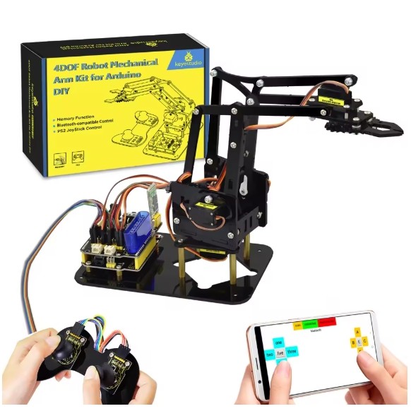 Keyestudio 4DOF Robot Arm Kit Robot Pack Acrylic PS2 Mechanical Claw Toys for Arduino Robot Arm ...