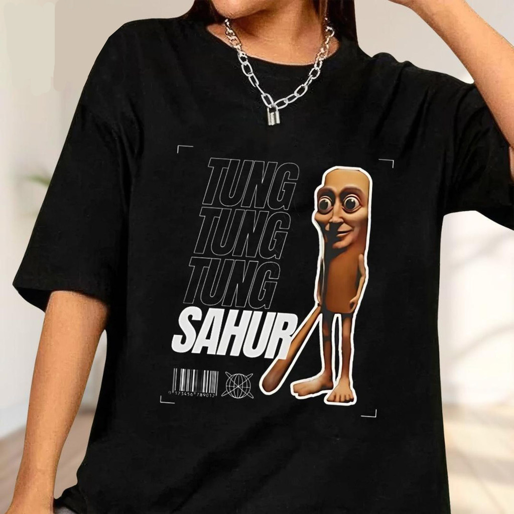 Women T-Shirt Tung Sahur Funny Baseball Bat Italian Brainrot Eccentric ...