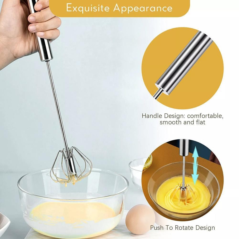 Egg Beater Semi Automatic Mixer Manual Self Turning Steel Easy Whisk ...