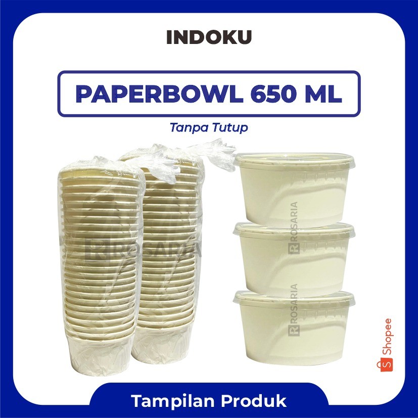 [ WITHOUT LID ] PAPER BOWL 650 ML INDOKU PAPER BOWL Rice Paperbowl ...