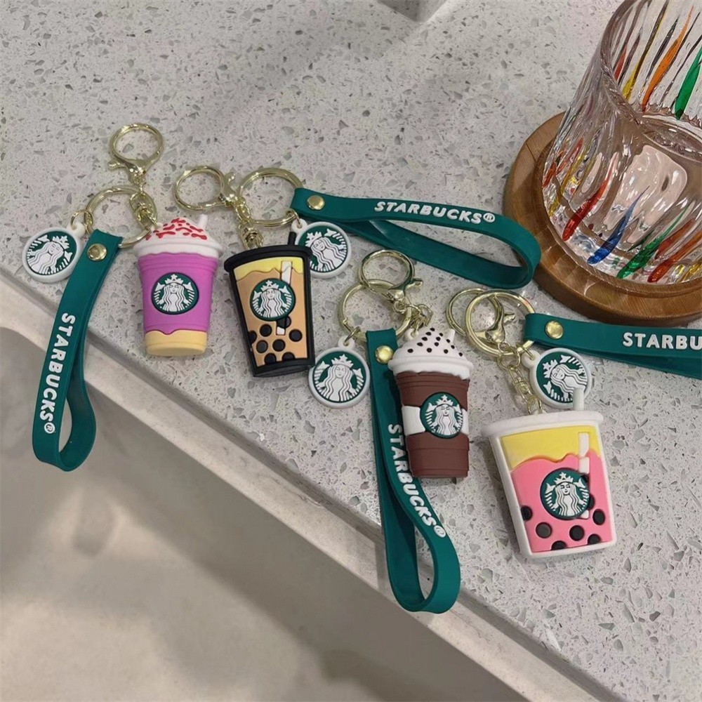 Starbucks Key Chains Milk Tea Cup Coffee Keychains Cartoon Key Holder ...