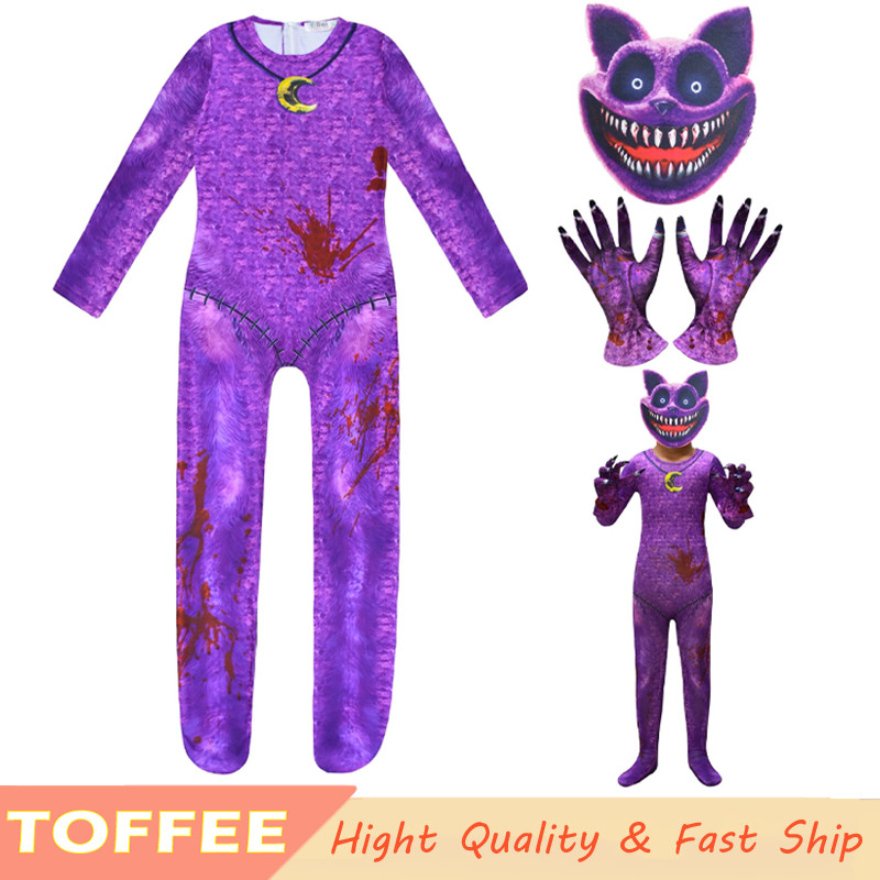 Catnap Purple Jumpsuit For Kids Boy Girl Unisex Bloody Cat Horror Game ...