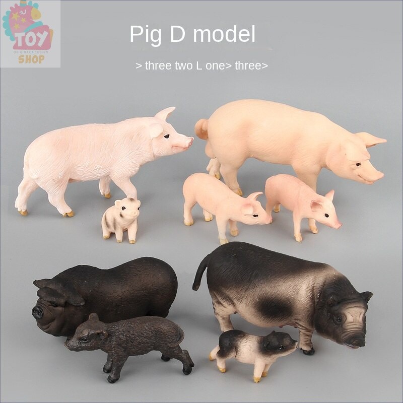 Children Toys Simulation Animal Model Piglet Male Pig Female Flower ...