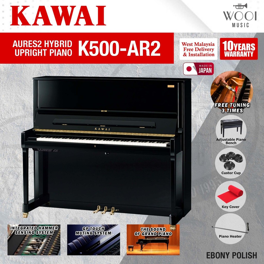 Kawai K500-AR2 AURES2 Hybrid Upright Piano - Ebony Polish (Made in Japan) | Shopee Malaysia