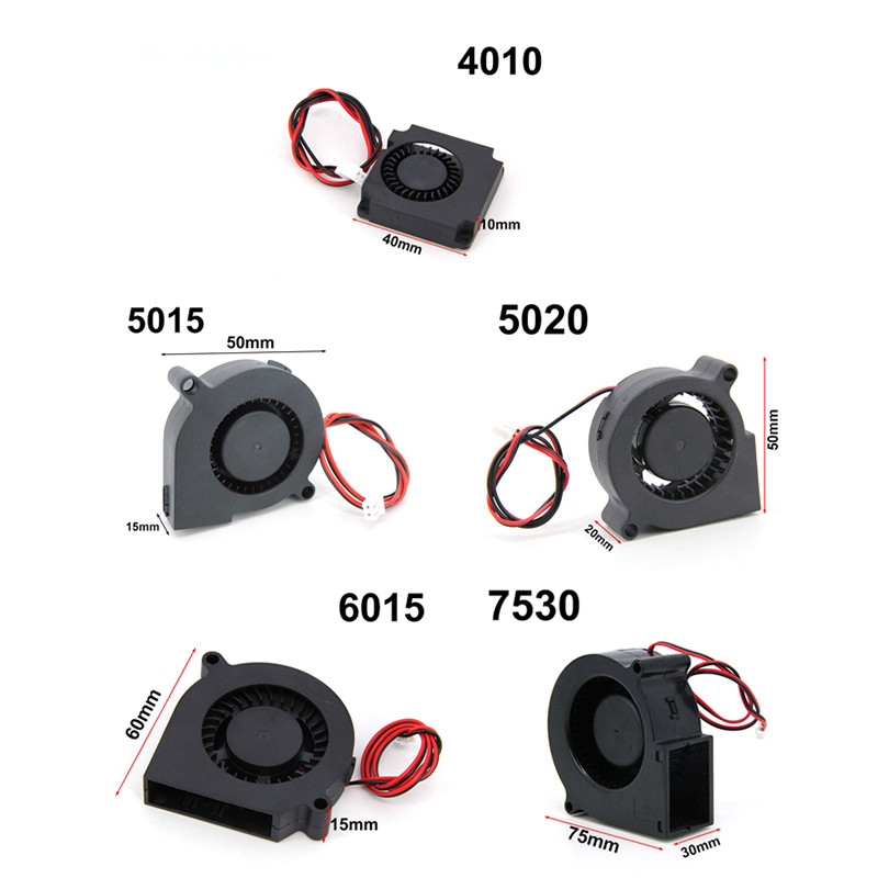 DC 5V 12V 24V 4010 5015 6015 7530 Blower Turbo Cooling Fan Brushless 4cm 5cm 6cm 7cm for 3D ...