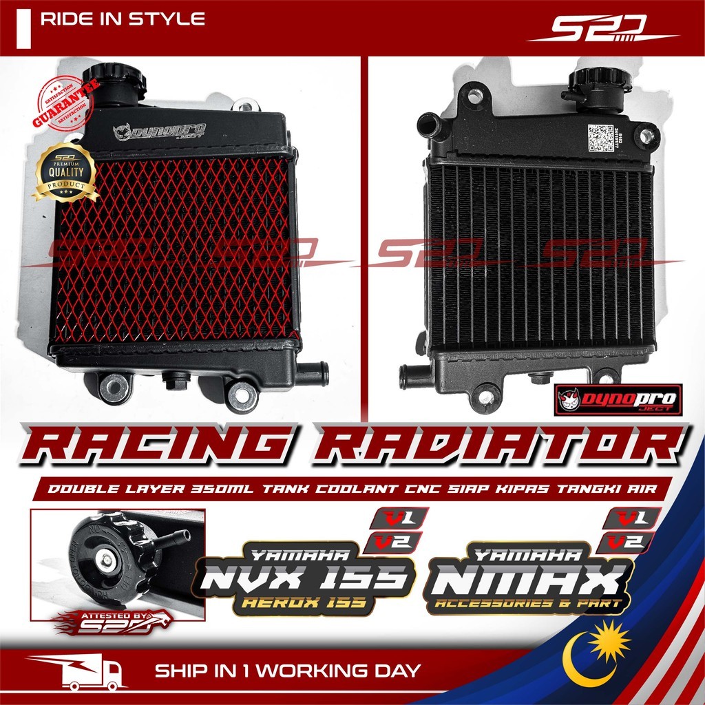 Racing Radiator Dynopro NVX NMAX 155 V1 V2 AEROX Double Layer 350ML ...