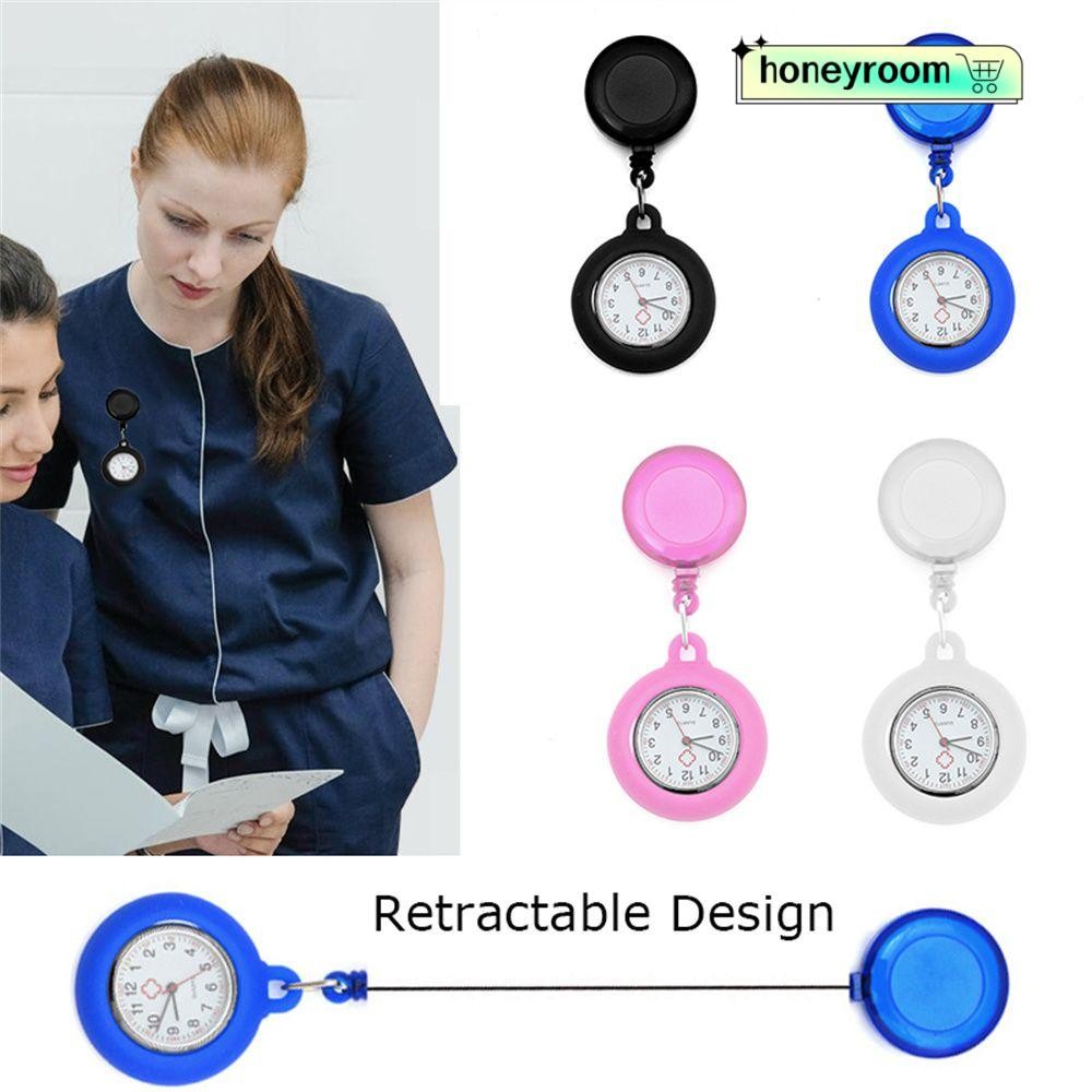 HONEYROOM Retractable Nurse Watch Silicone Quartz Clock Clip-on Fob ...
