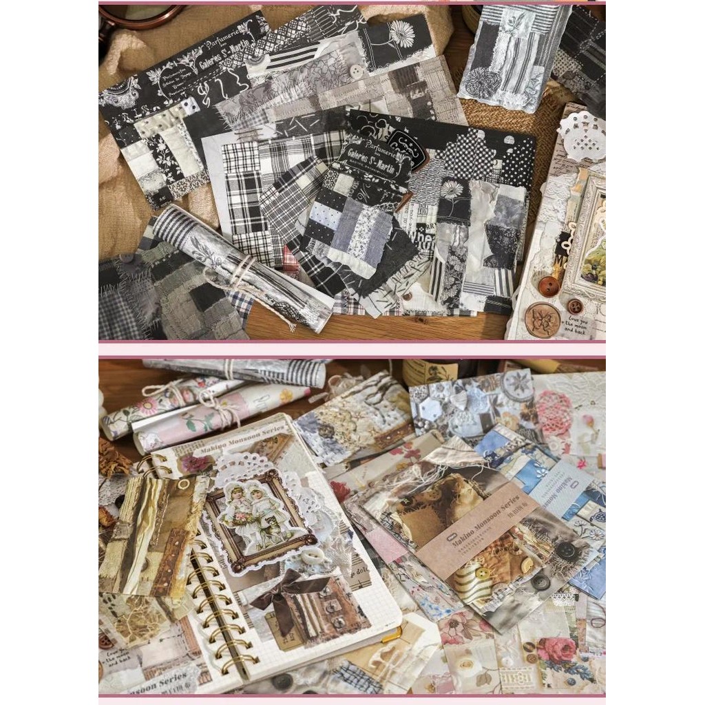 JIANWU Makino Monsoon Series Vintage Flower Lace Landscaping Collage ...
