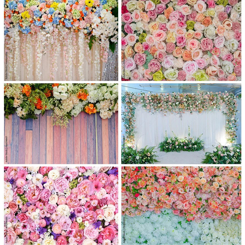 Art Fabric Photography Backdrops Prop Flower Wall Wood Floor Wedding ...