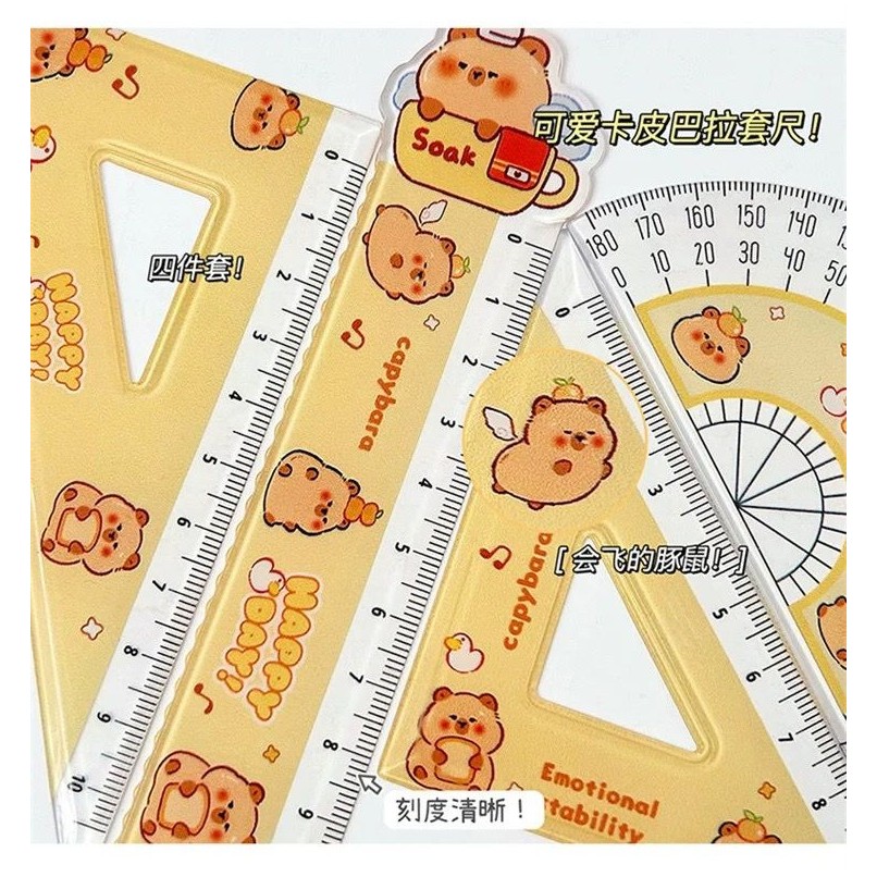 Capybara 4 Piece Ruler Set Pembaris 4 Keping Plastic Capybara Ruler ...